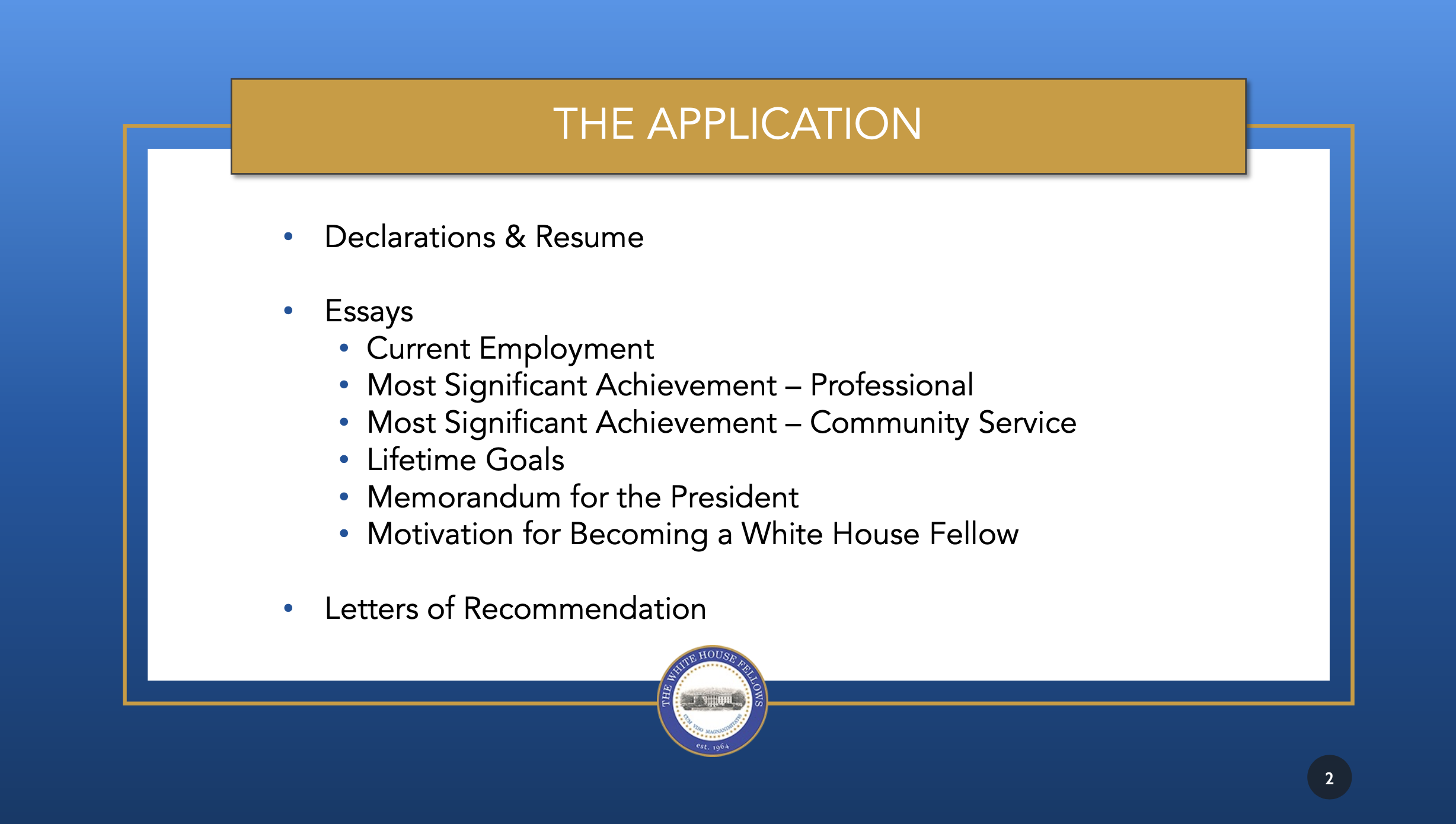De-mystifying the White House Fellowship Written Application: A Webinar ...
